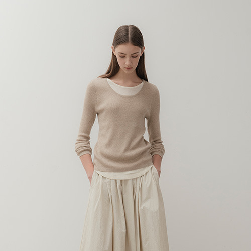 Basic round tee_Beige - HAGO(하고)