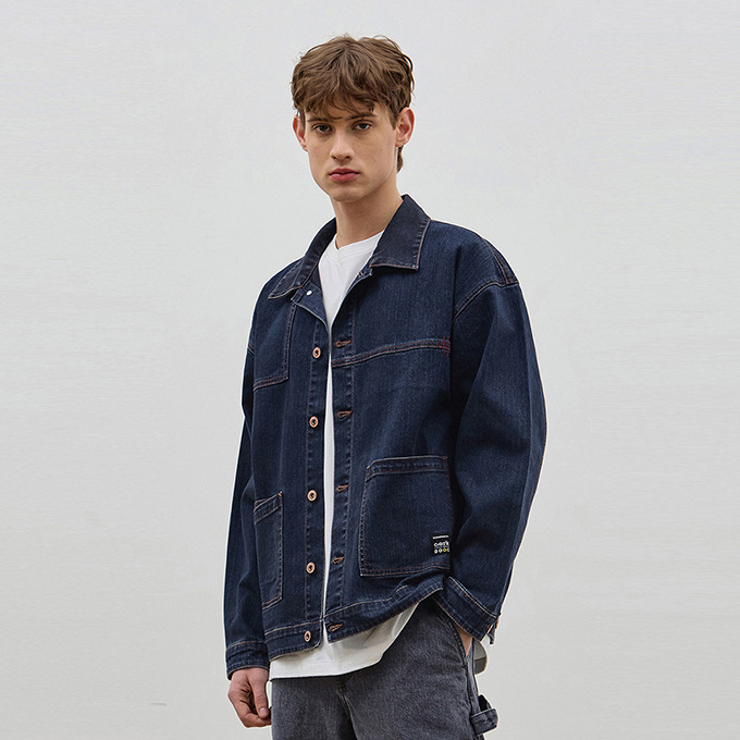 DENIM PATCH WORK JACKET DARK BLUE C5 - HAGO(하고)