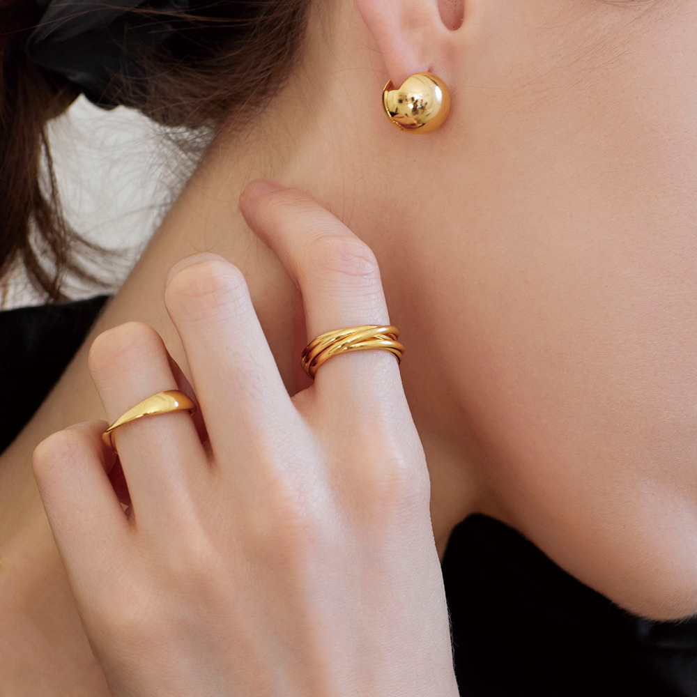 Ava 레이어드 링 반지(14k gold plated)_2Color - 하고(HAGO)