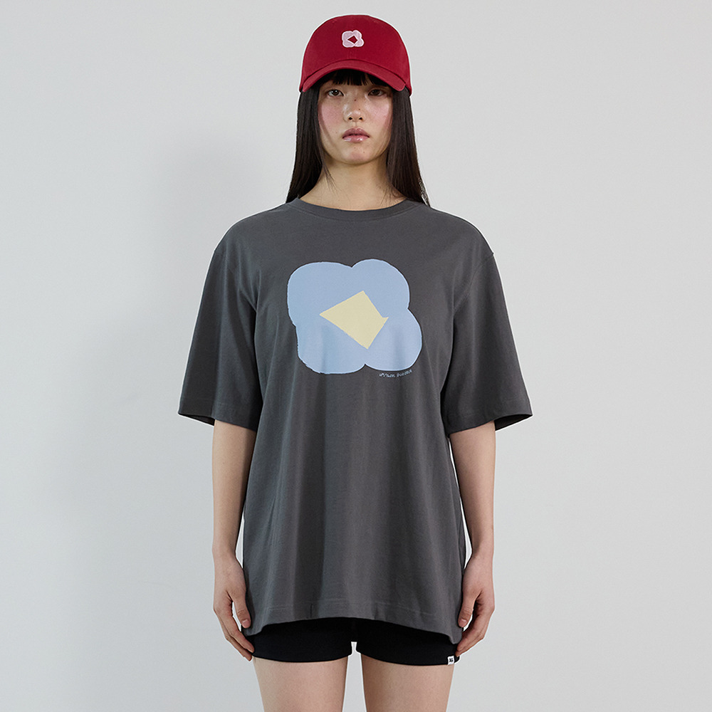 Oversize Flower Tee Charcoal - HAGO(하고)