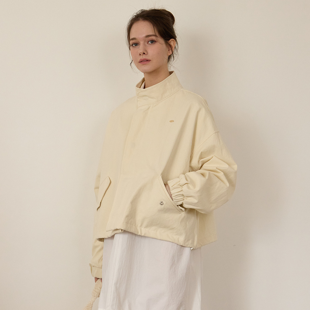 HALF-NECK STRING ZIP-UP JACKET_LS251JP002CR - 하고(HAGO)