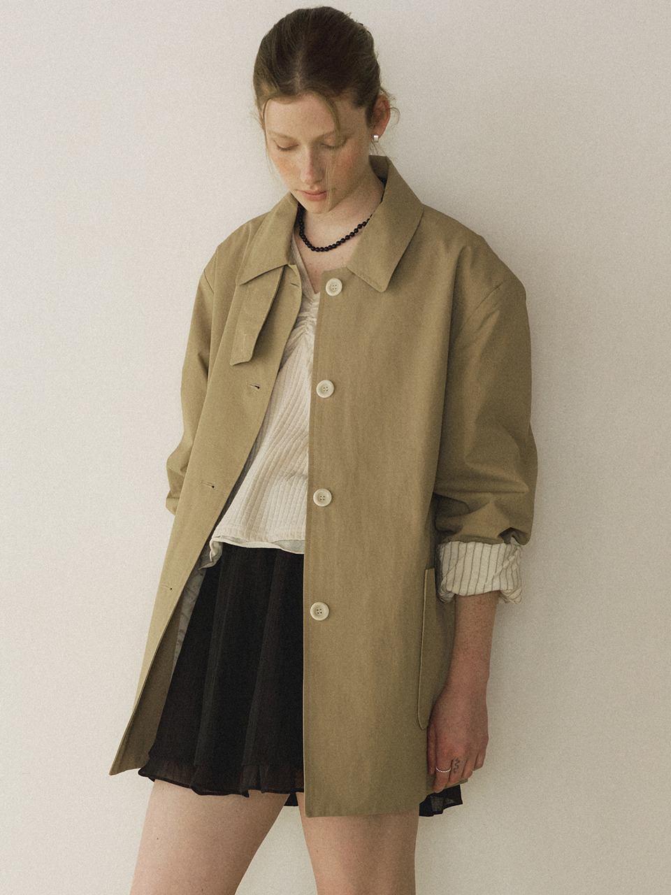 Wind half trench coat_Beige - HAGO(하고)