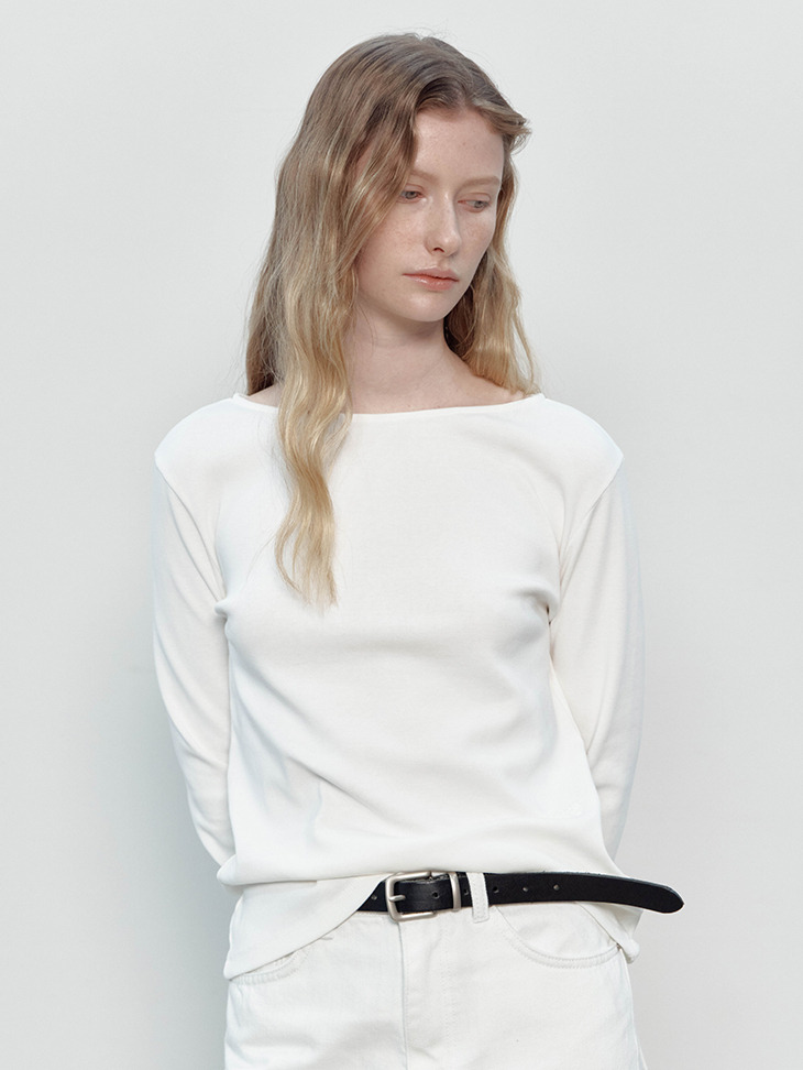 BASIC BOAT NECK T-SHIRTS (WHITE) - HAGO(하고)