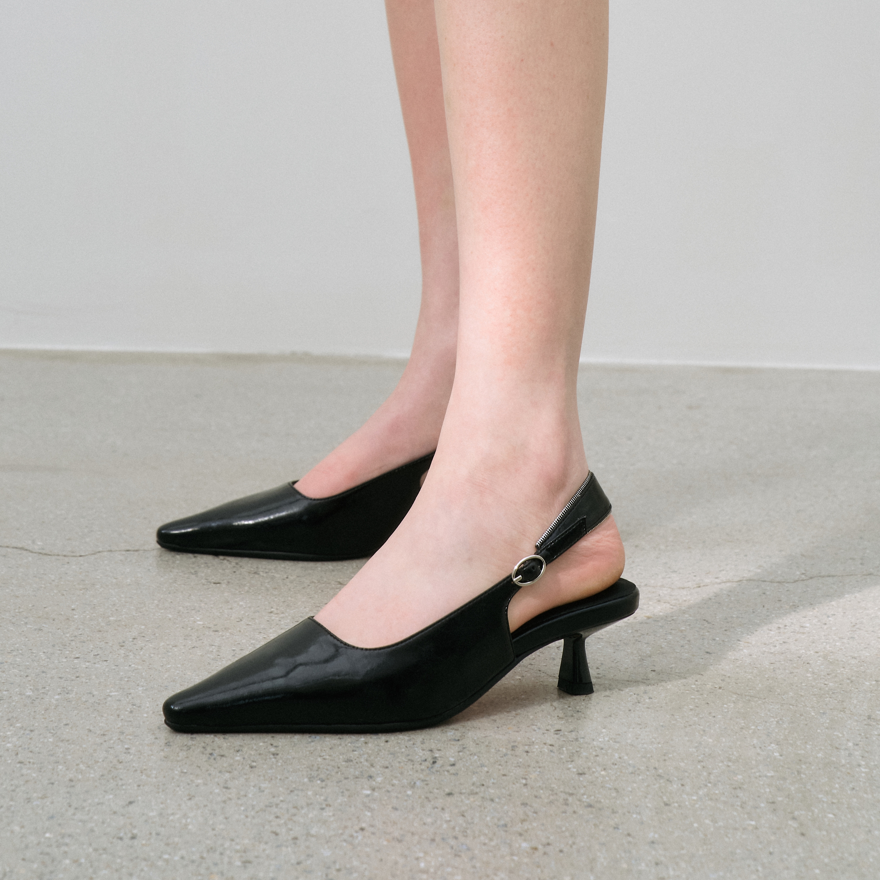 [바로배송]Zipper Connecting Slingback_5B02_지퍼 컨넥팅슬링백_ 3 color - HAGO(하고)