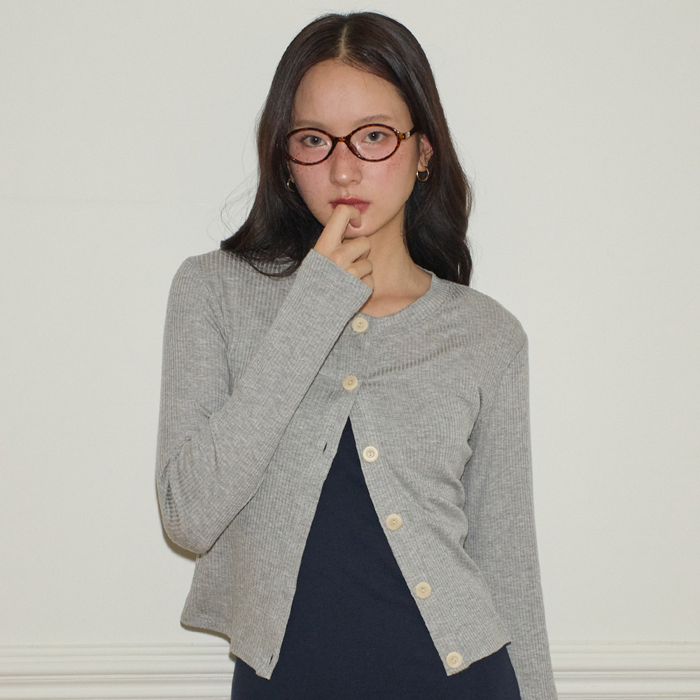 3/17 예약배송 Button Crop Cardigan_ Gray - 하고(HAGO)