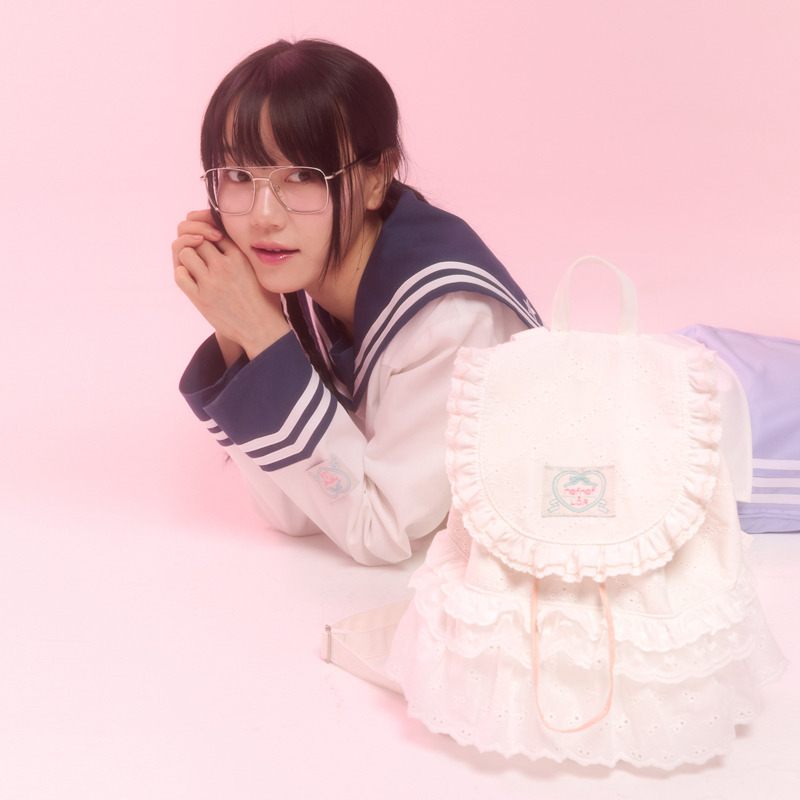lace backpack_white - 하고(HAGO)
