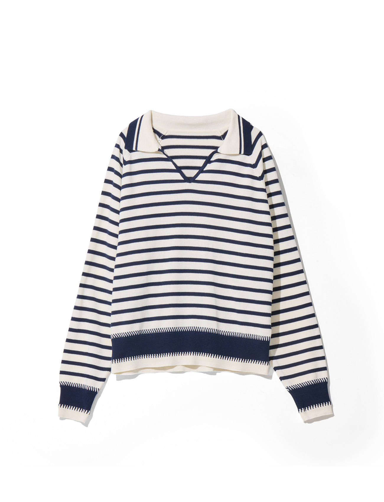 Stripe Collar Knit Navy - HAGO(하고)