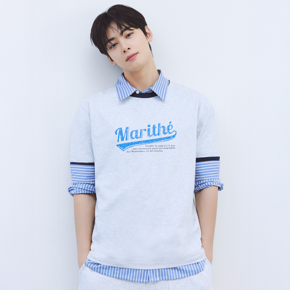 VINTAGE BASEBALL RINGER TEE light heather gray - 하고(HAGO)