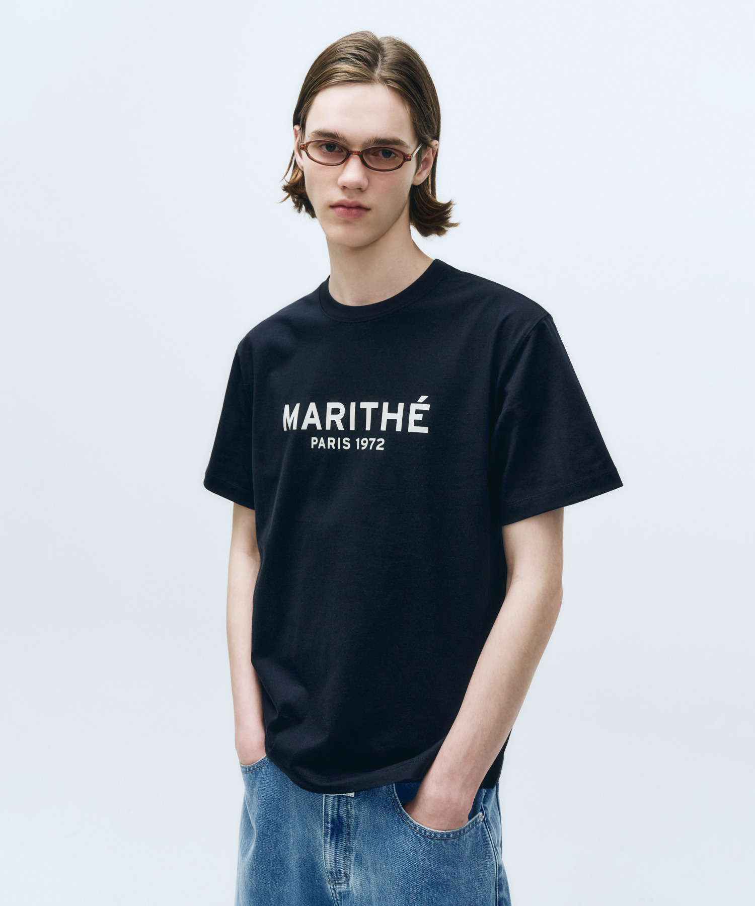 REGULAR LOGO TEE navy - 하고(HAGO)