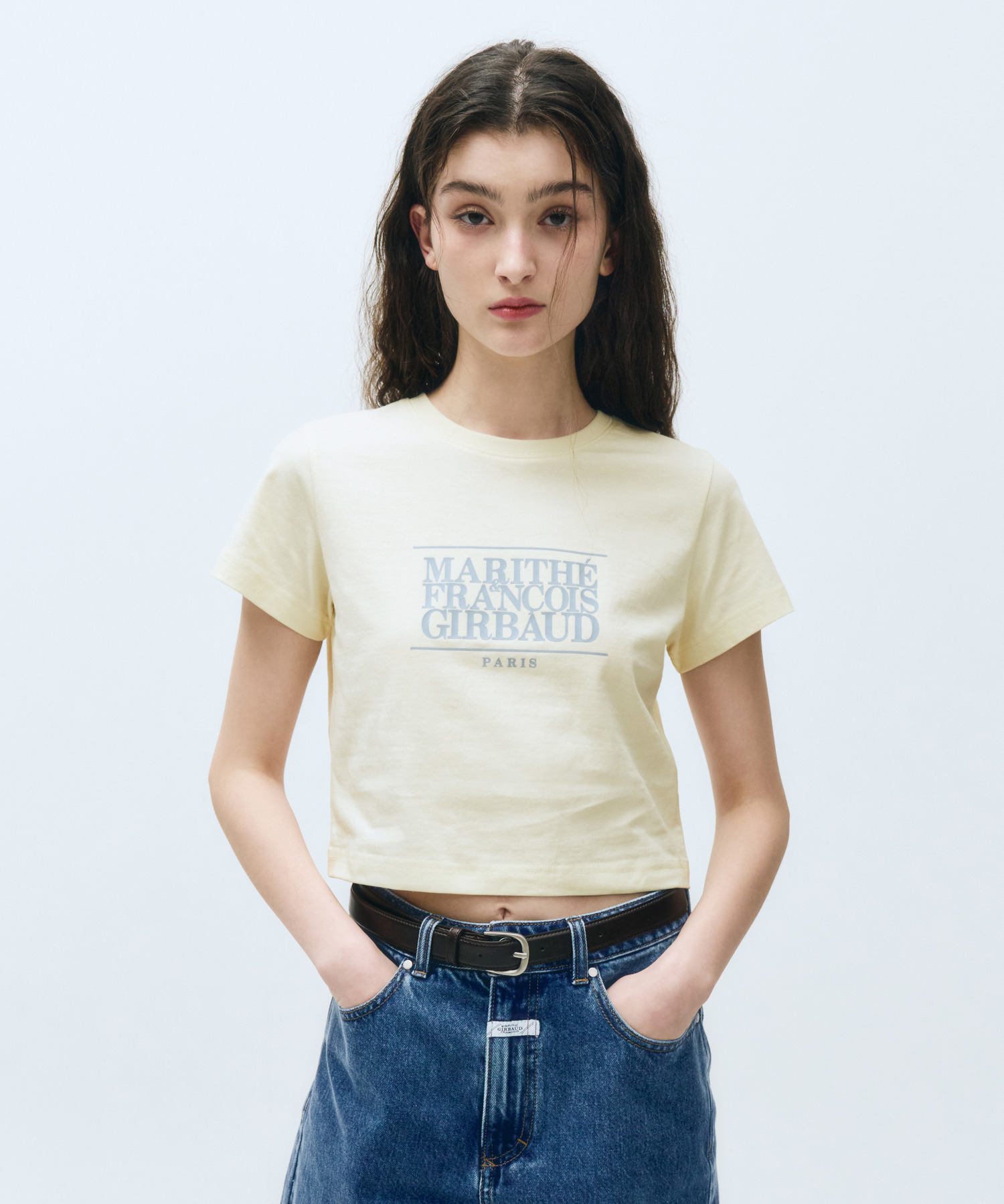 W CLASSIC LOGO CROP TEE cream - 하고(HAGO)