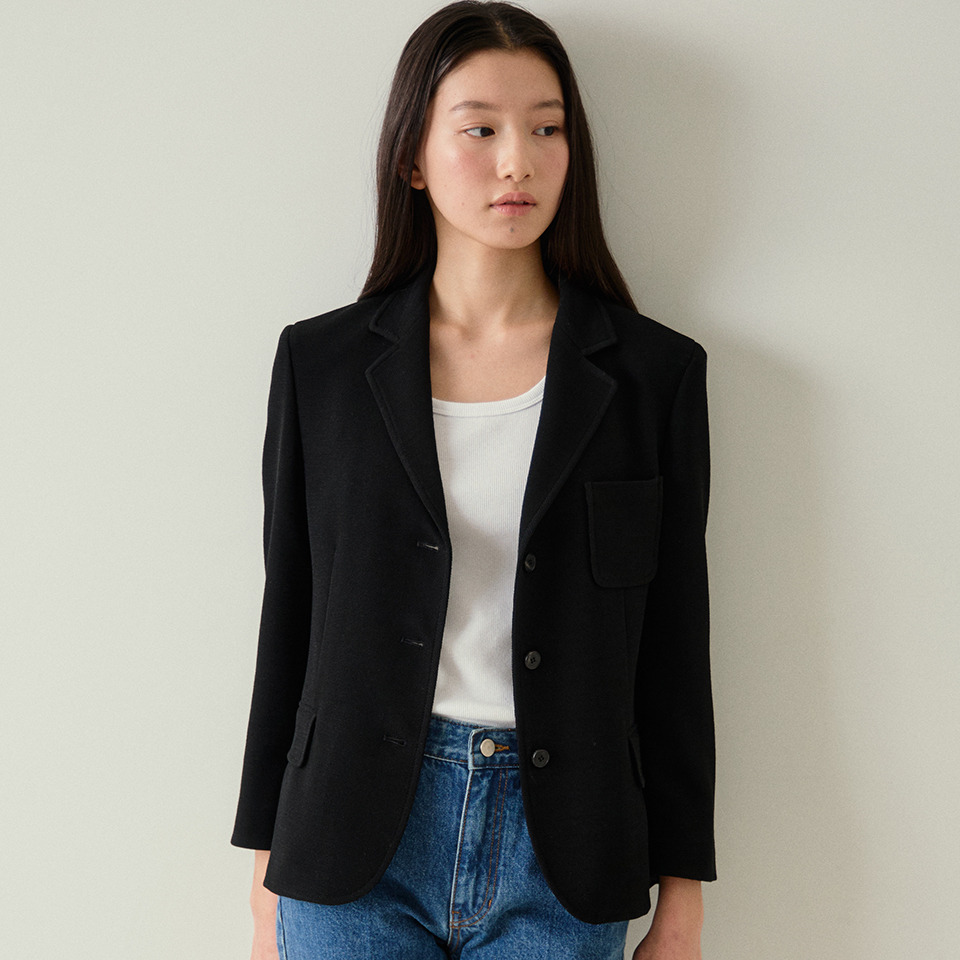 retro black single jacket [Japanese fabric] (black) - HAGO(하고)