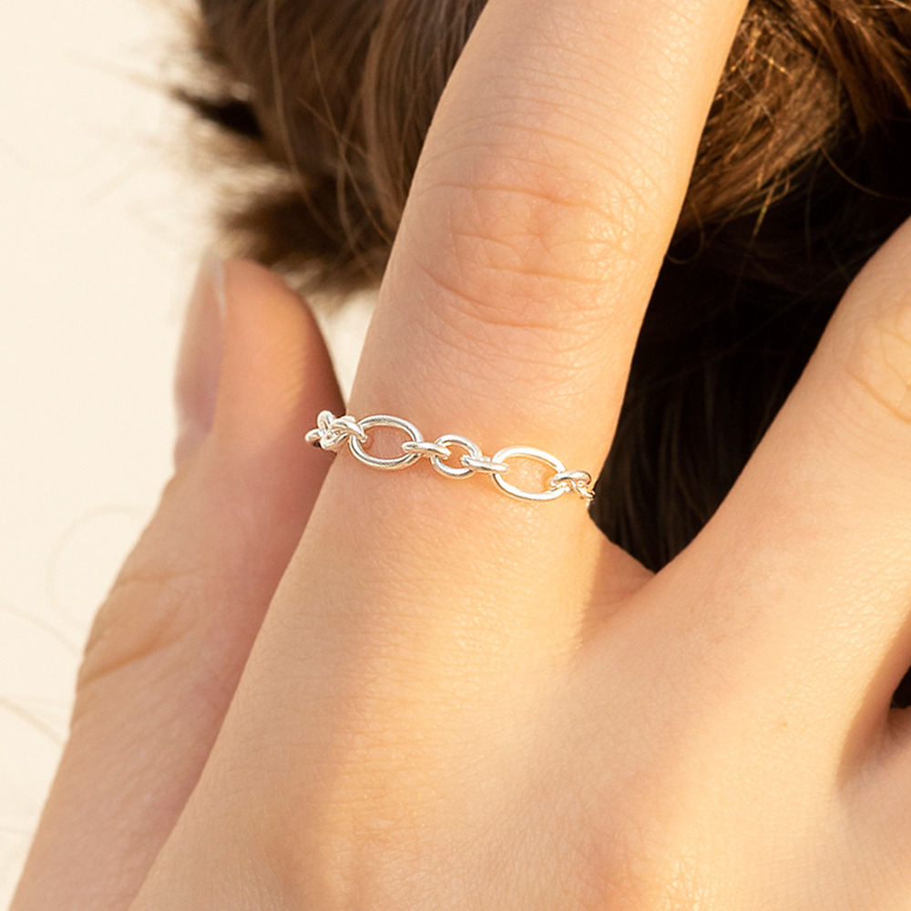 silver 925 link chain ring - HAGO(하고)