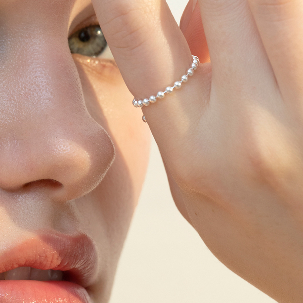 silver 925 ball chain ring - 하고(HAGO)