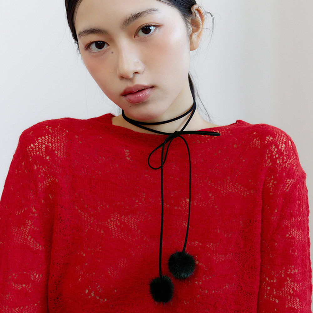 mink suede string necklace - HAGO(하고)