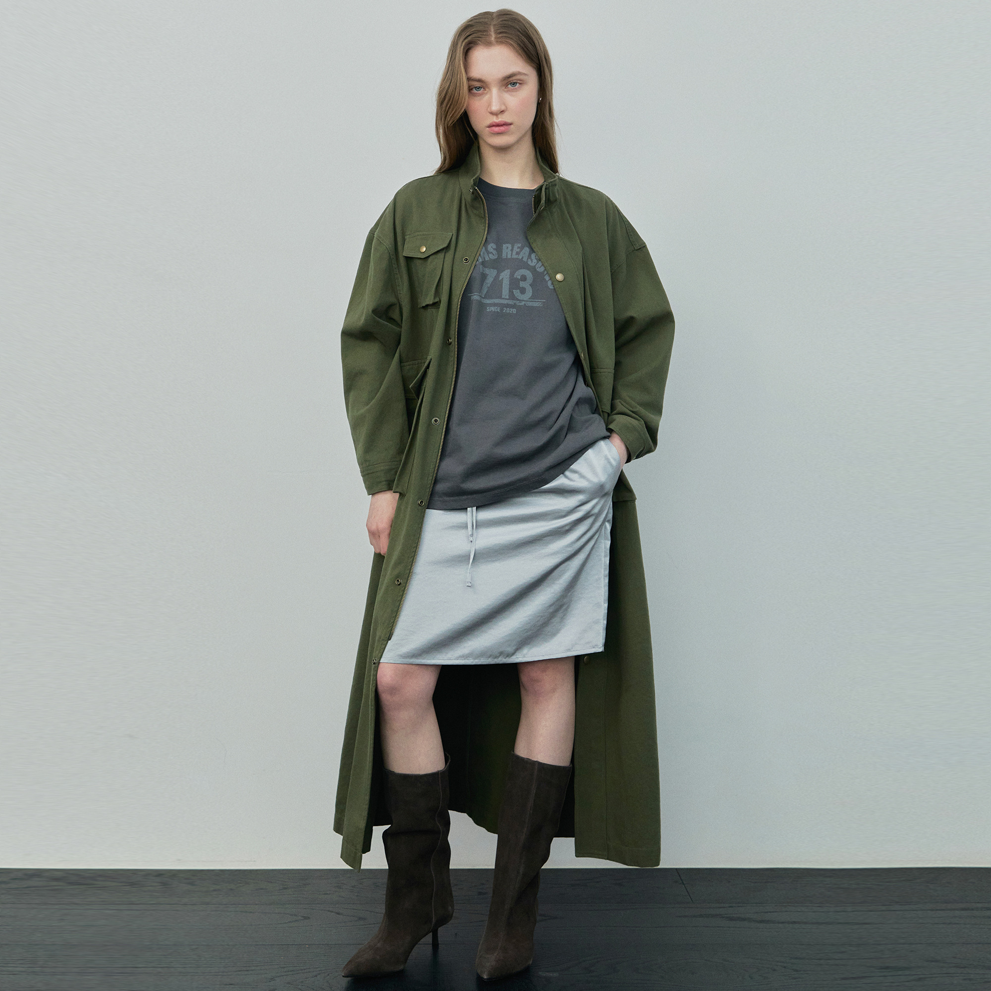 LONG SAFARI JACKET / KHAKI - 하고(HAGO)