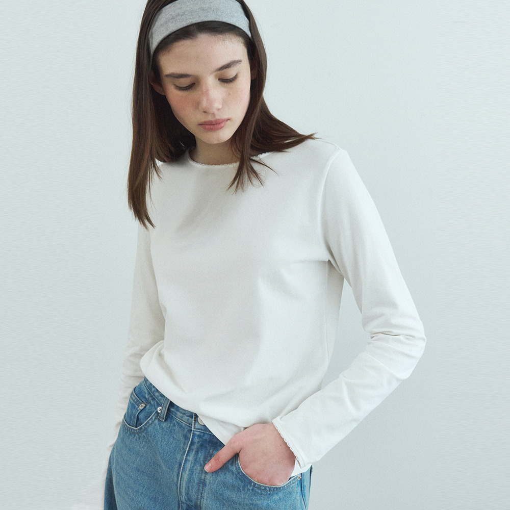 LACE ROUND LONGSLEEVE - WHITE - HAGO(하고)