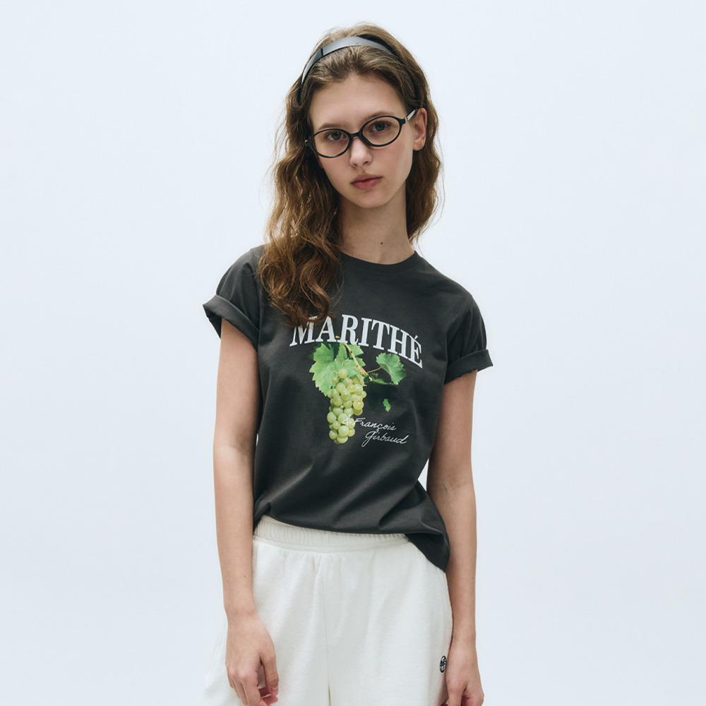 W GRAPE GRAPHIC TEE charcoal - HAGO(하고)