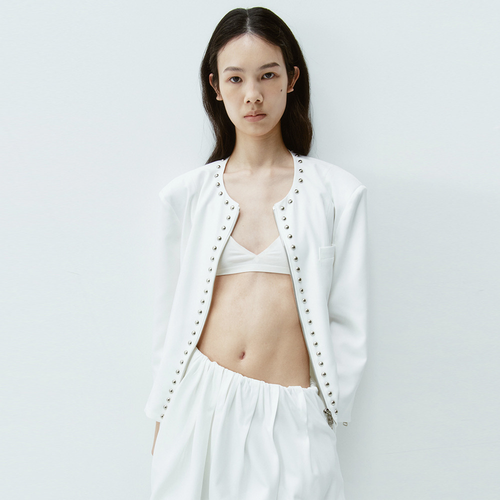 G_STUDDED ZIPPER JACKET / WHITE - HAGO(하고)