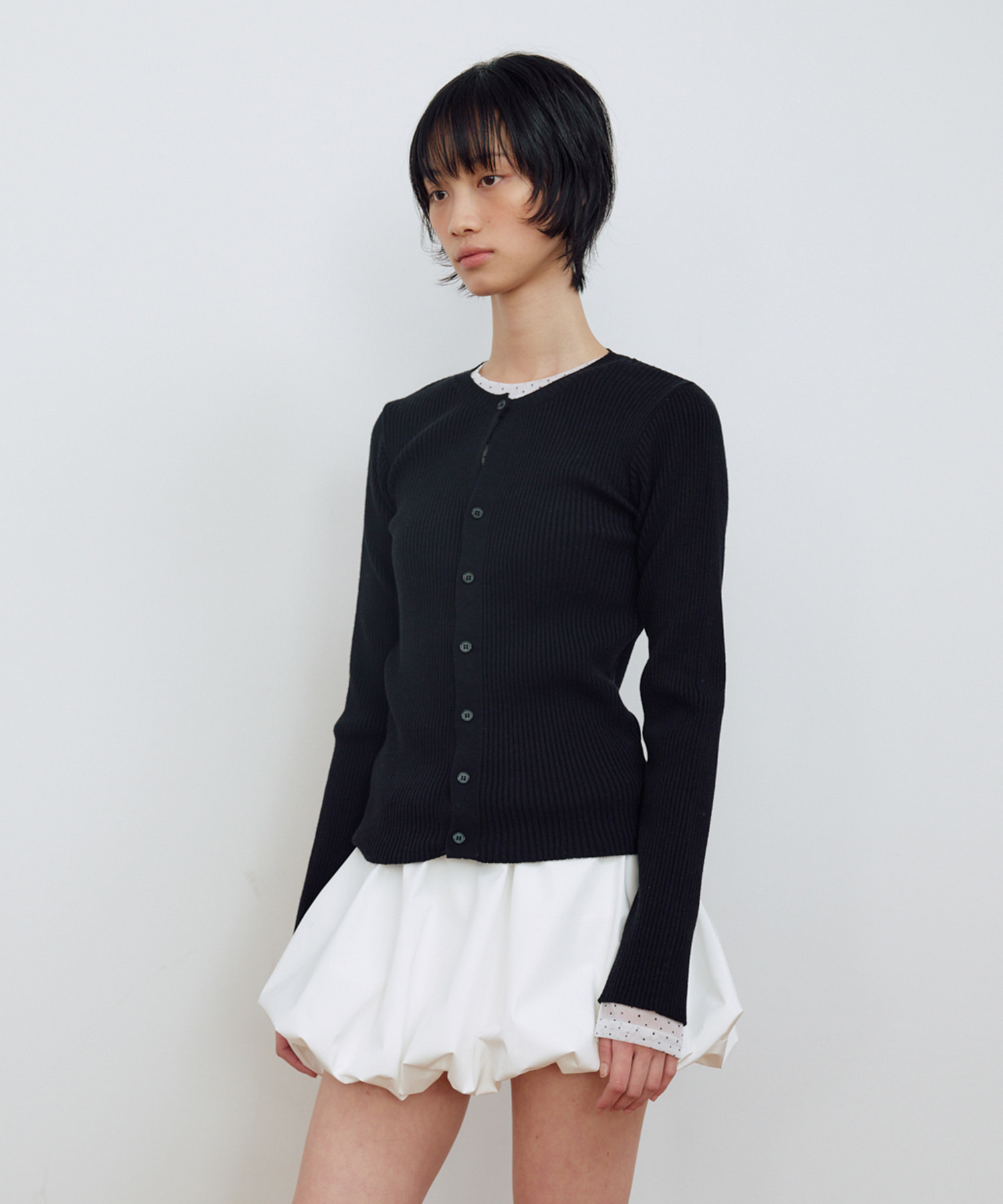 BASIC BUTTON DETAIL CARDIGAN_BLACK - HAGO(하고)
