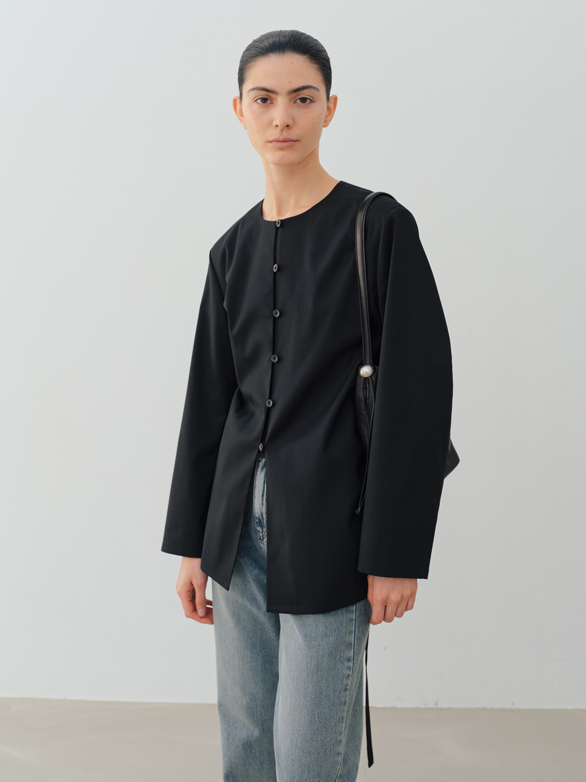 round button jacket (black) - HAGO(하고)