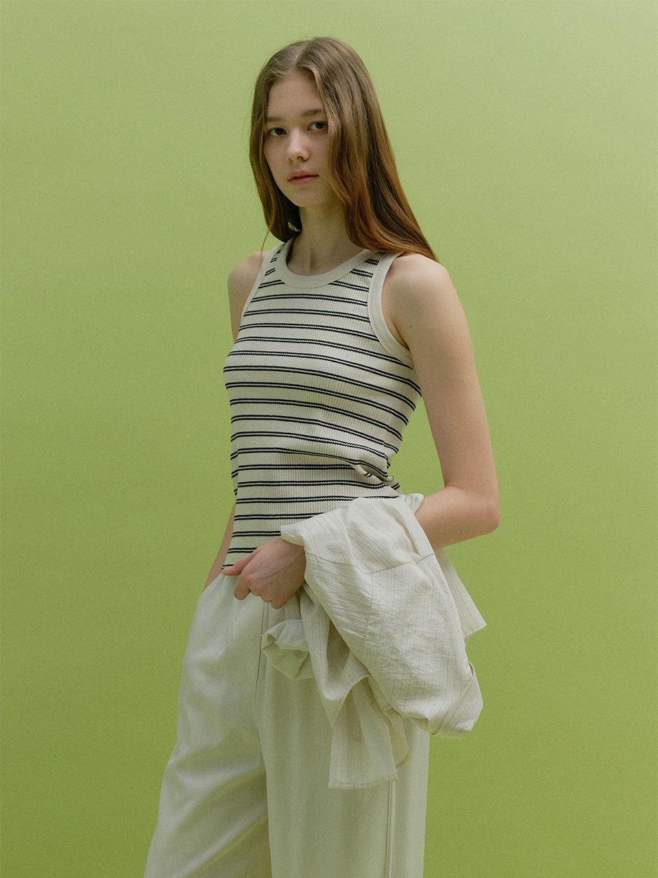 ROUND STRIPE SLEEVELESS (ivory stripe) - HAGO(하고)