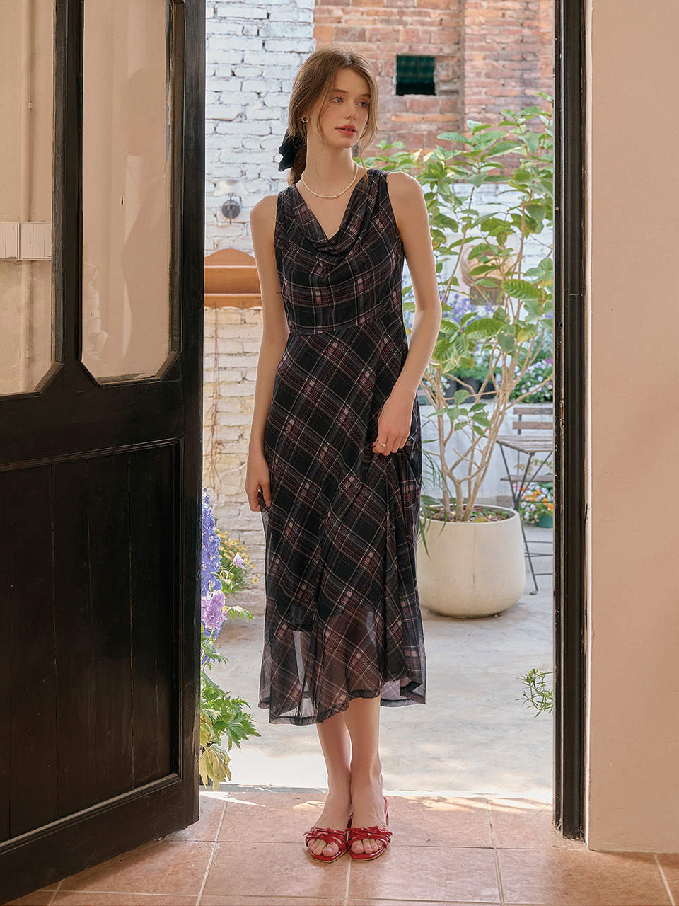 SR_Plaid dance sense swing dress - 하고(HAGO)