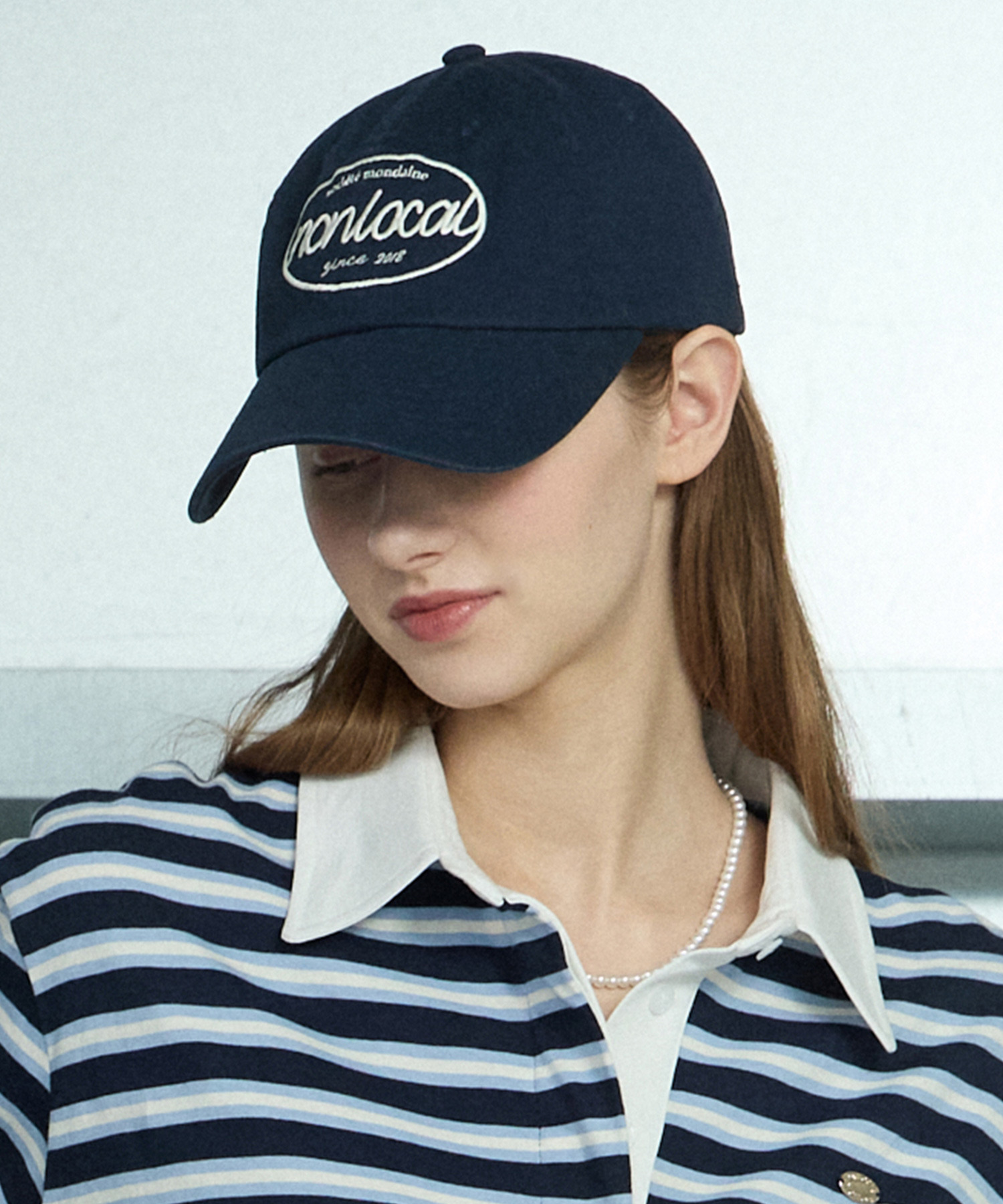 Logo Embroidery Ball Cap - Navy - HAGO(하고)