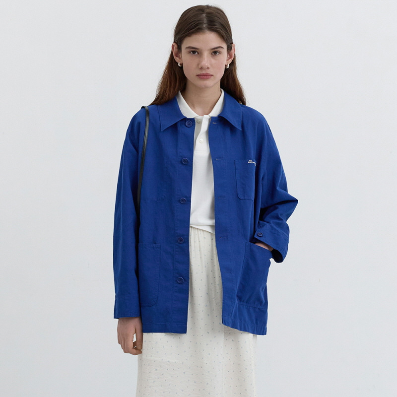UNISEX LINEN HALF JACKET BLUE_UDTR5B121B2 - HAGO(하고)