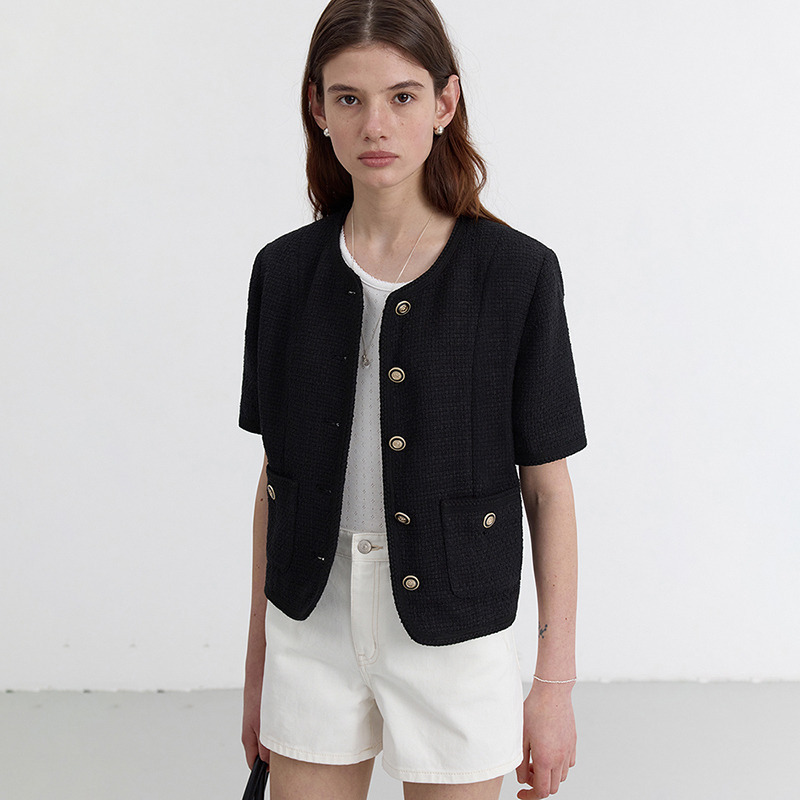 SUMMER TWEED JACKET BLACK_UDJA5B223BK - HAGO(하고)