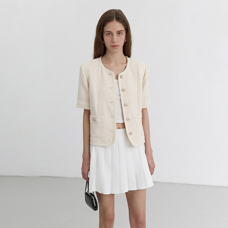 SUMMER TWEED JACKET IVORY_UDJA5B223CR - HAGO(하고)
