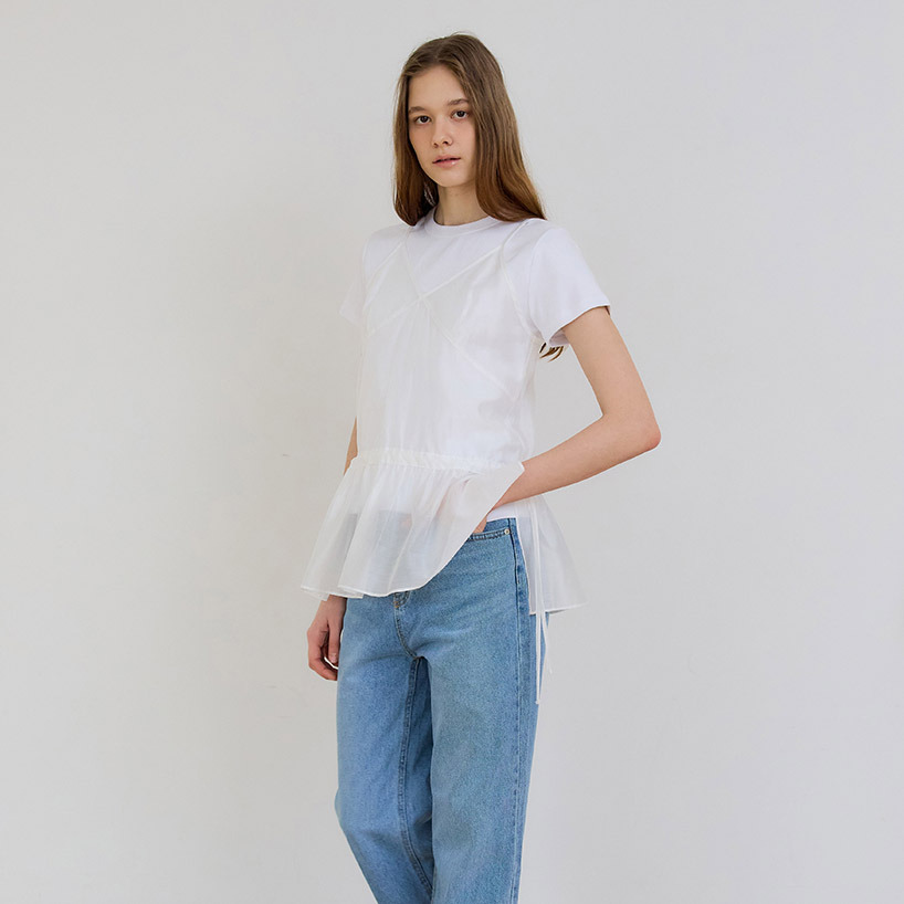 BASIC SHORT COTTON T-SHIRT_IVORY - 하고(HAGO)