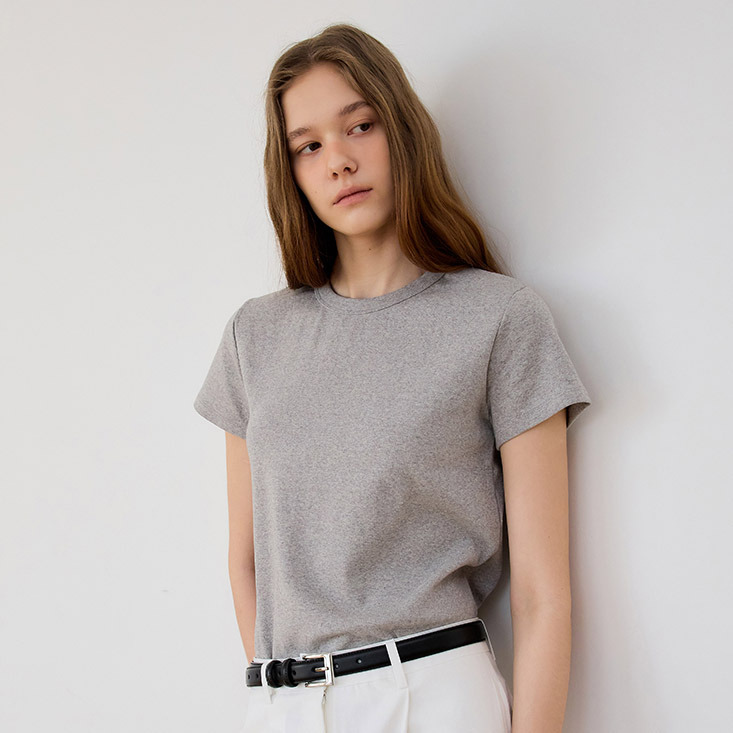 BASIC SHORT COTTON T-SHIRT_GRAY - HAGO(하고)