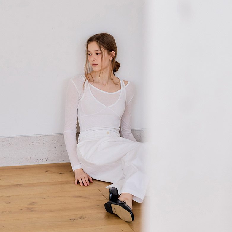 WHISPER LAYER SET T-SHIRT_IVORY - 하고(HAGO)