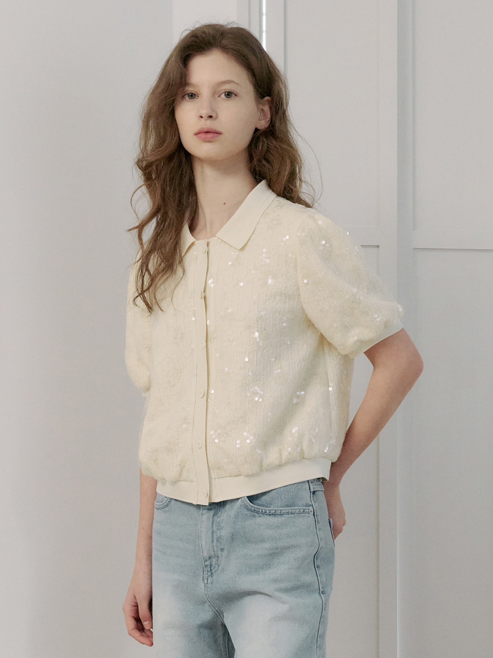 Spangle Knit Collar Jacket VC2533JK404M_2color - HAGO(하고)