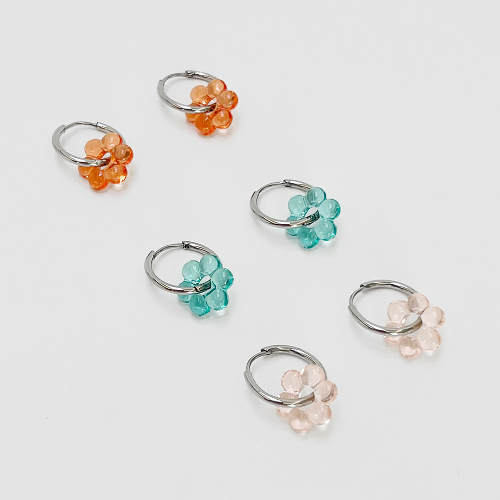 refreshing flower ring earrings (3colors) - HAGO(하고)