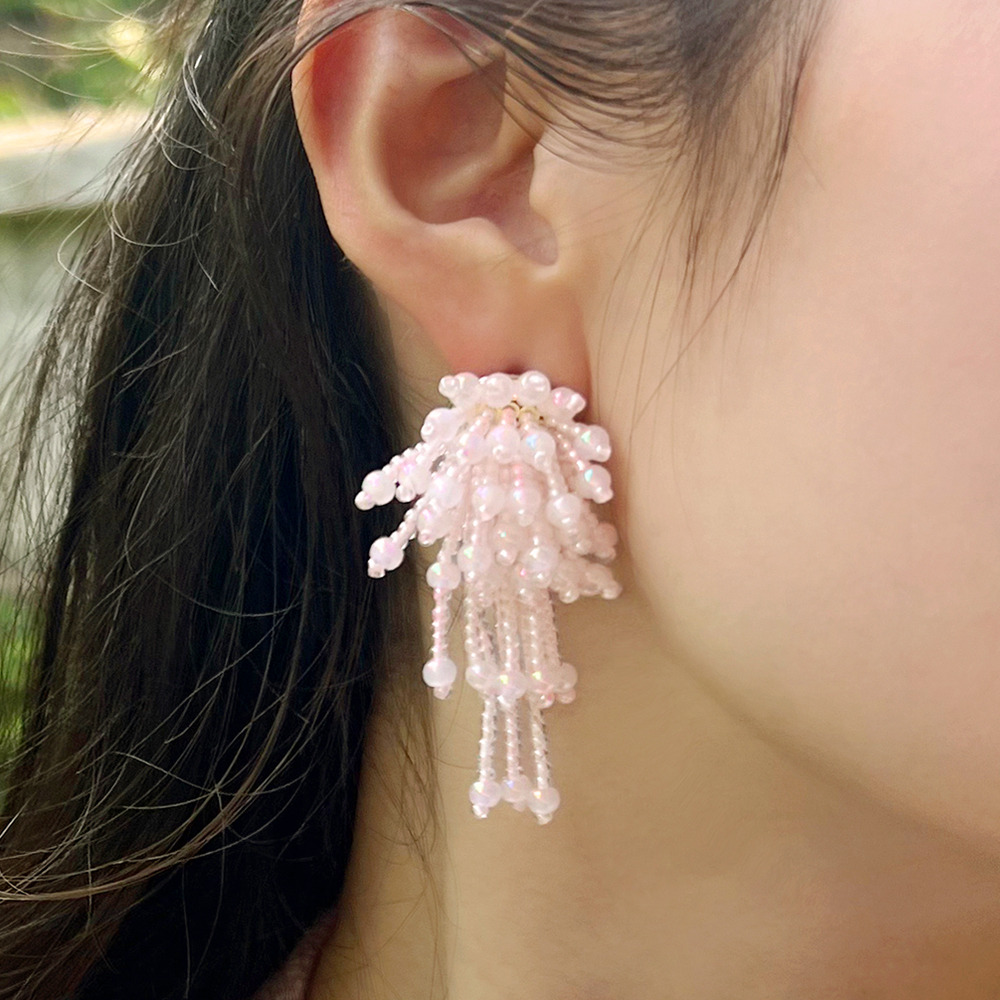 pink bubble beads earrings - HAGO(하고)