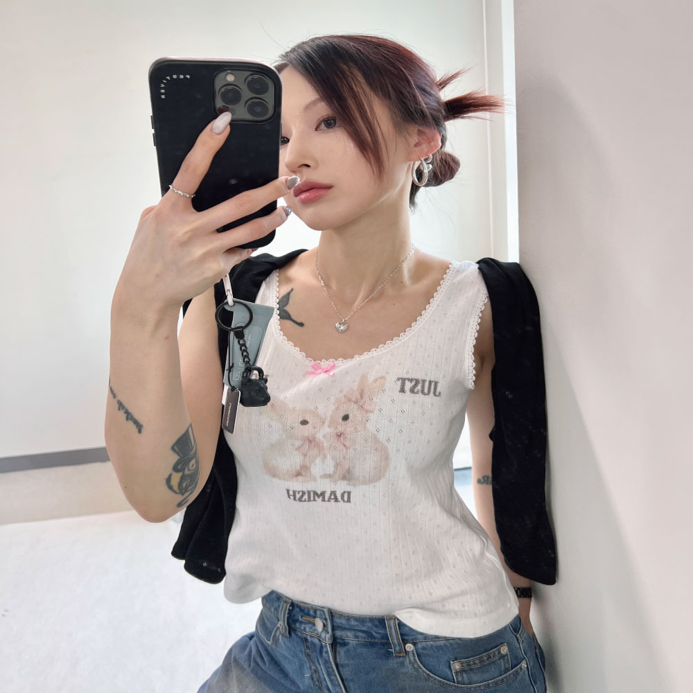 [33%쿠폰]Lovely Bunny Tank Top_Ivory - HAGO(하고)