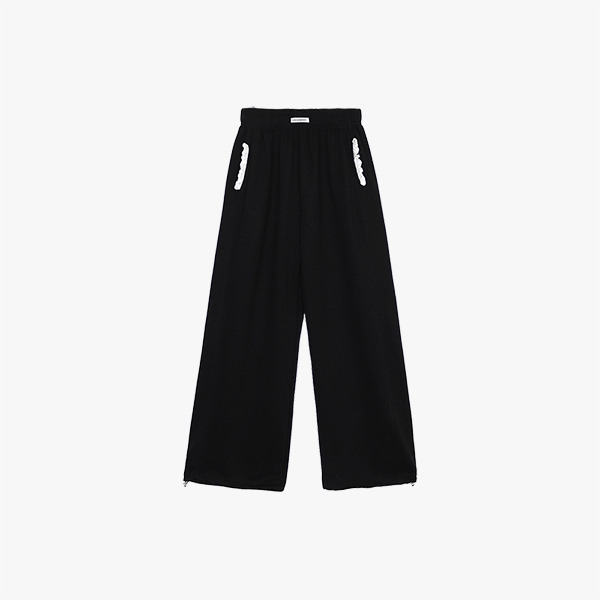 LACE POCKET WIDE SWEATPANTS_BLACK - HAGO(하고)