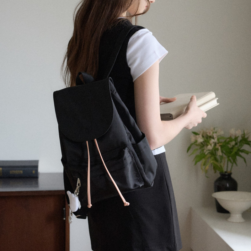 nylon backpack (pink string) - 하고(HAGO)