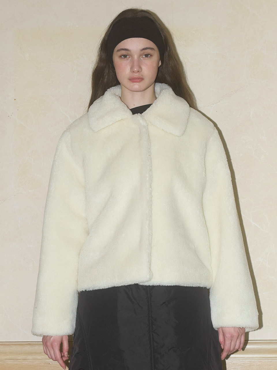 WOOL FUR SHORT JACKET - IVORY - HAGO(하고)