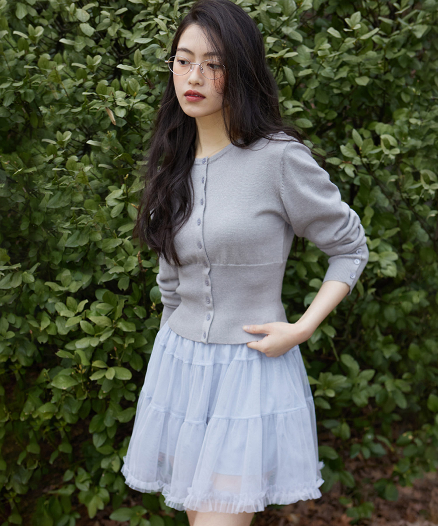 BUTTON UP KNIT CARDIGAN GREY - HAGO(하고)