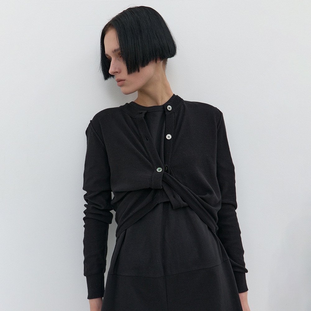 INSIDE-OUT DETAILED CARDIGAN IN BLACK - HAGO(하고)