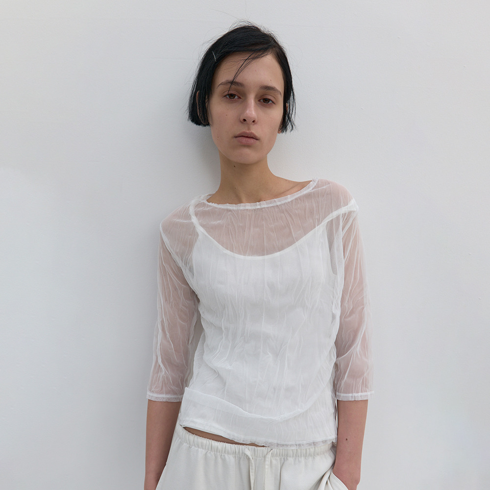 WRINKLED MESH TOP IN WHITE - HAGO(하고)