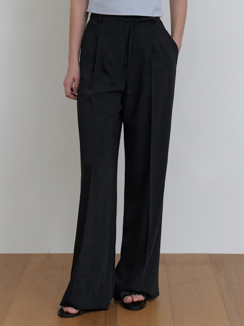 Watt belt slacks (black) - HAGO(하고)