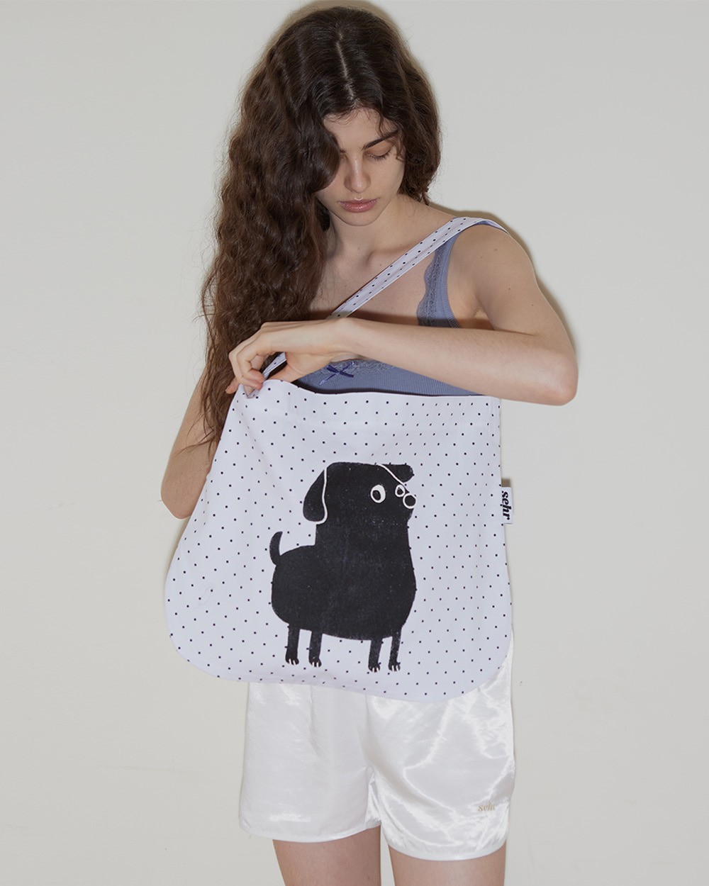 Black Pug Dot Easy Bag (Ivory) - HAGO(하고)
