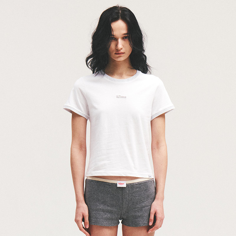 (Unisex) Kims Logo Ringer Tee White(grey) - HAGO(하고)