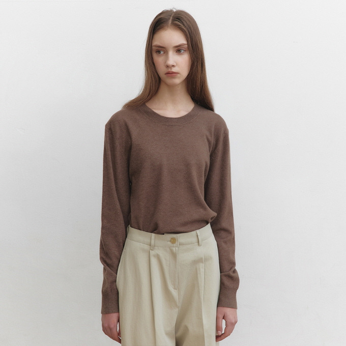 CREW NECK PULLOVER KNIT_BROWN - HAGO(하고)
