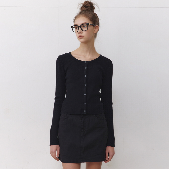 SLIM ROUND CARDIGAN_BLACK - HAGO(하고)