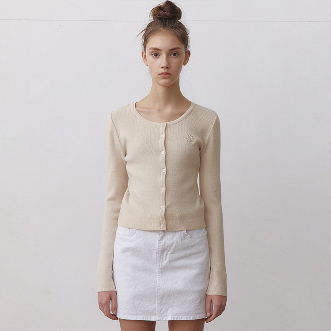 SLIM ROUND CARDIGAN_BEIGE - 하고(HAGO)