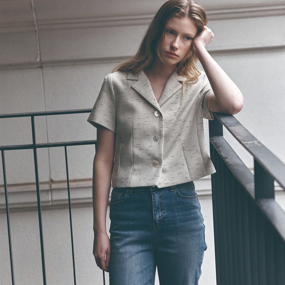 bell open collar jacket_cream - 하고(HAGO)